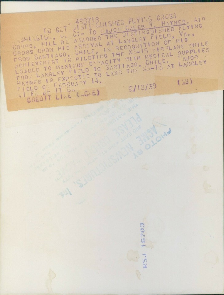 1939 Press Photo Pilot US Col. Caleb Haynes, Awarded Distinguished ...