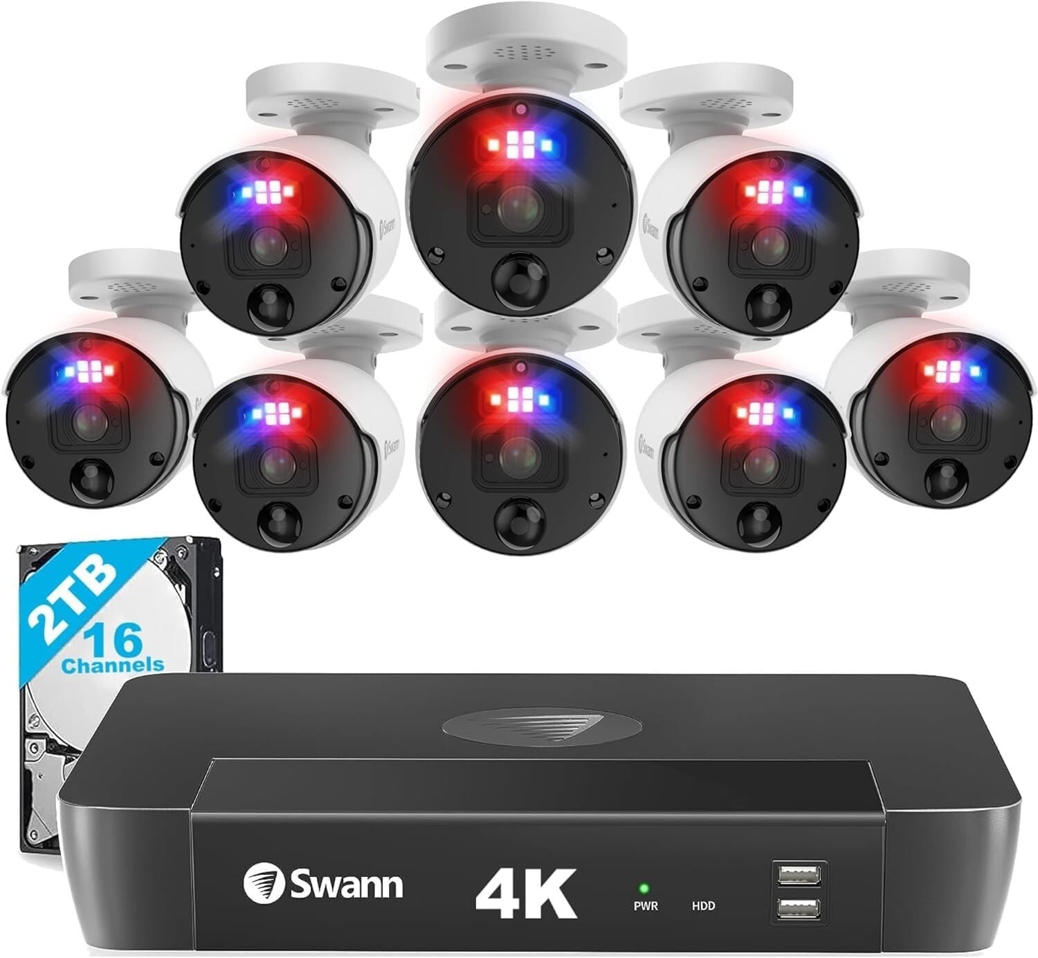 SWANN Pro 4K Ultra HD 16 Channel Security Camera System 2TB NVR 8 ...