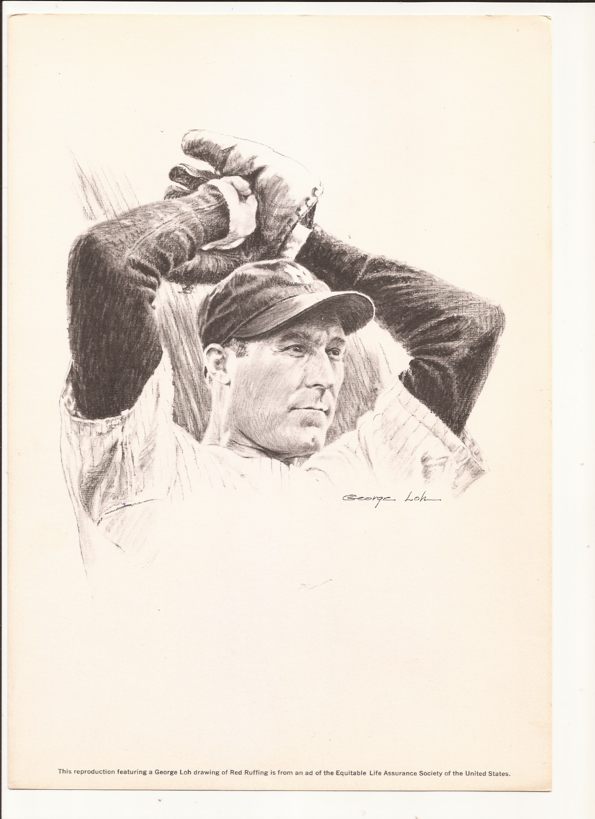 Equitable Life Reproduction Drawing RED RUFFING(New York Yankees ...