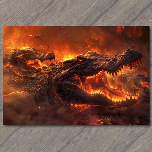 11x17" Alligator from Hell Fire Evil Unusual Demon Devil Animal Funny ...