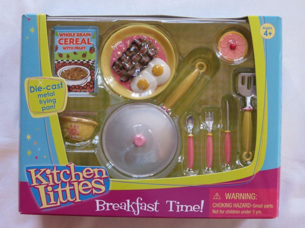 Kitchen Littles Breakfast Time Set Barbie Food Eggs Bacon Cereal Pan ...