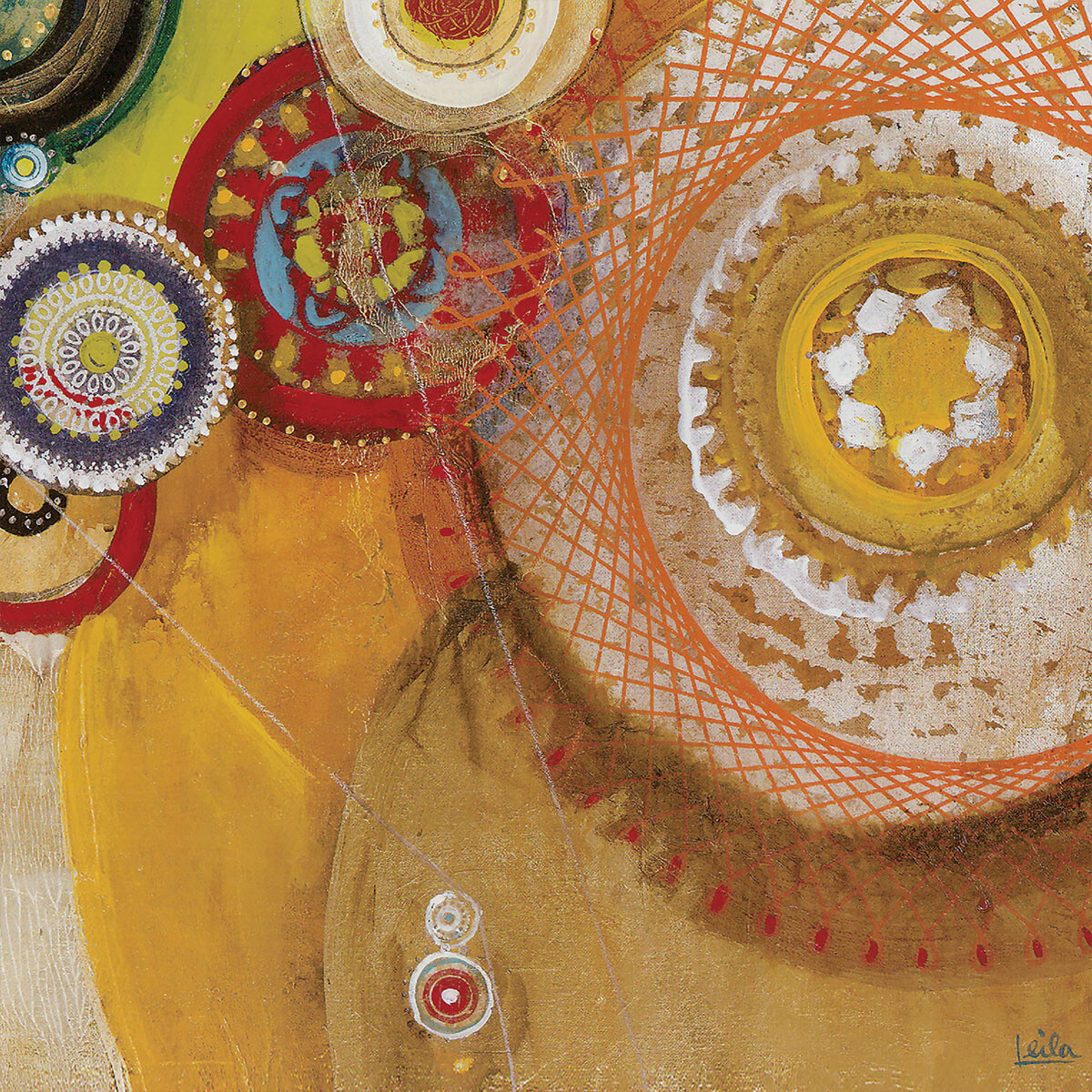 40W"x30H" MOMENTARY by LEILA - PSYCHEDELIC GEARS CIRCLES SPIRAL ...