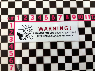 Period Radiator Fan Warning Sticker - Classic Car Kit Rally Racer ...