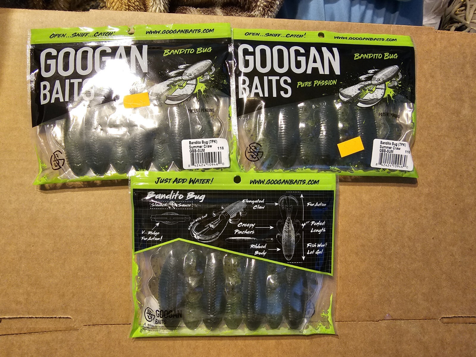 (3 Packs of 7 (21)) Googan Baits Bandito Bug Summer Craw Bass Fishing ...