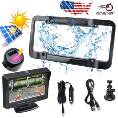 Wireless Waterproof HD Solar License Plate Rear View Backup Camera ...