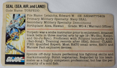 1983 Hasbro GI Joe Replacement Filecard-Torpedo (v1) | eBay