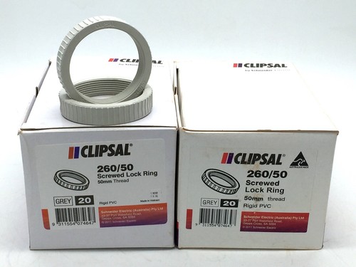 Clipsal 260/50 Screwed Lock Ring 50mm Thread PVC Grey Suit 263 Ser x40 ...