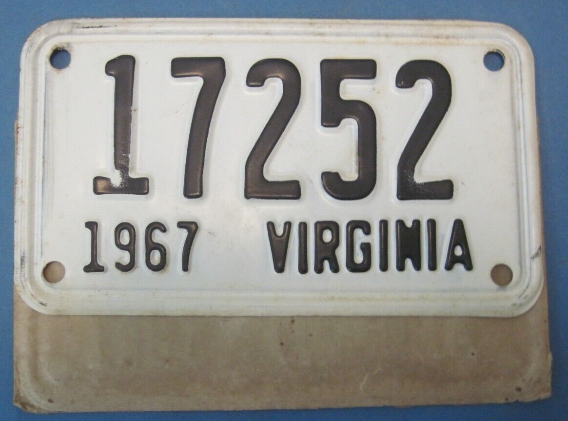 1967 Virginia Motorcycle License Plate new old stock never used | eBay