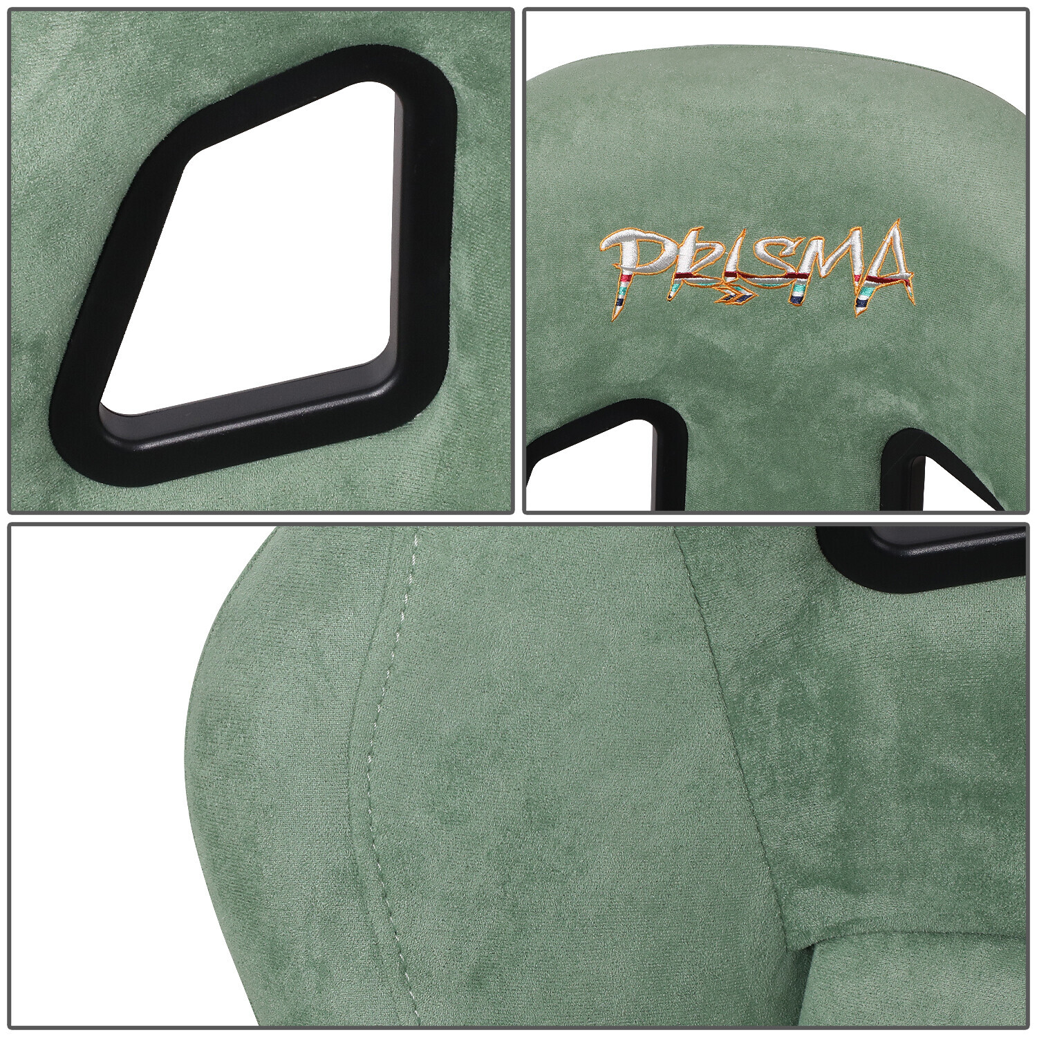 NRG PRISMA VEGAN MICRO OLIVE COLOR DESIGN FRP FIXED BACK BUCKET RACING ...