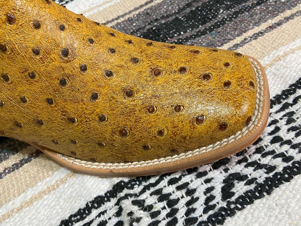 CABALLO DORADO MEN'S STRAW OSTRICH QUILL LEATHER WESTERN EXOTIC COWBOY ...