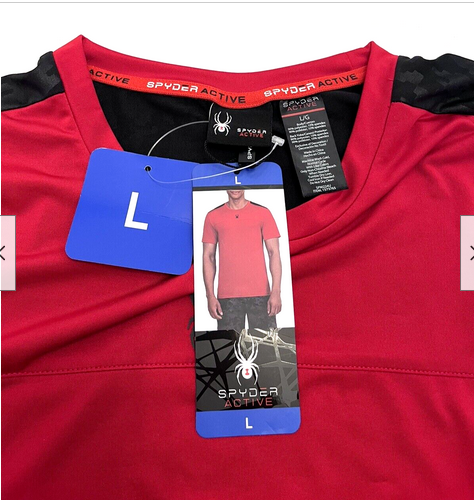 Spyder Active Shirt T-Shirt Men's L Red Black Spider Logo Short Sleeve ...