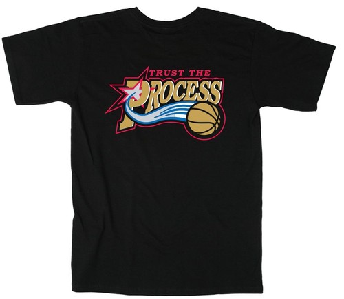 BLACK Philadelphia 76ers TRUST THE PROCESS Logo Joel Embiid James ...