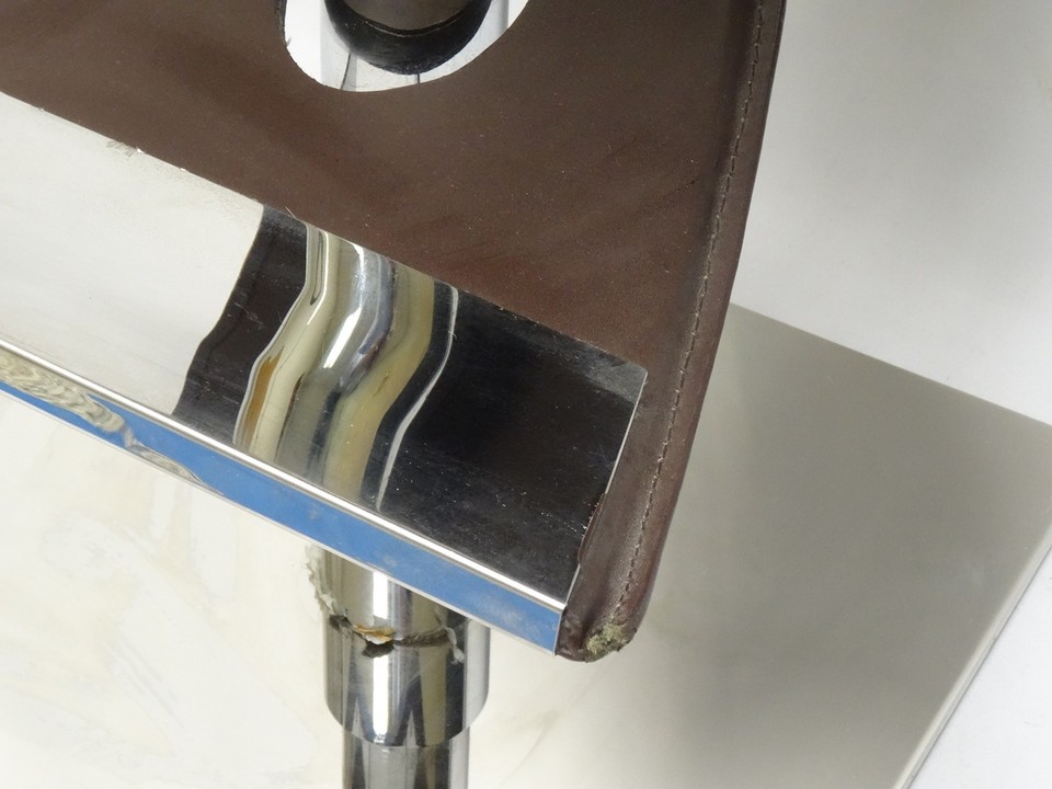 2x CHIC HIGH FASHION MODERN CHROME & HAND STITCHED ITALIAN LEATHER BAR ...