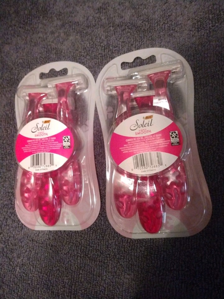 6 BIC Soleil Women Pink Disposable Razors Legs Face Armpits Body Hair ...