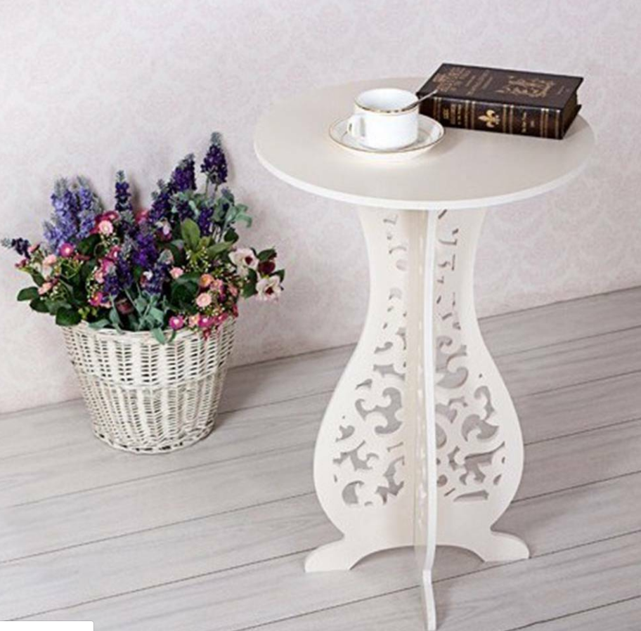 Small Round Side Table Beside Tea Coffee Lamp Plant Stand Modern White ...