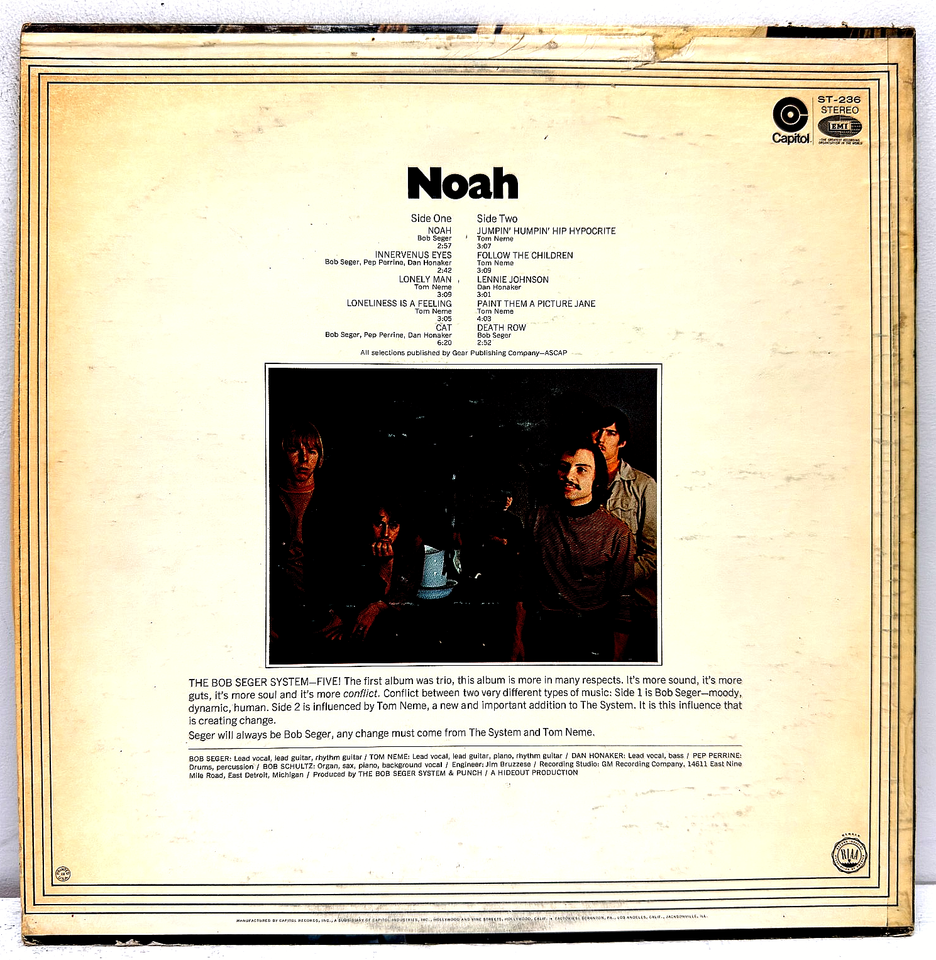 The Bob Seger System Noah 1969 Vinyl Capitol Records 1st Press | eBay