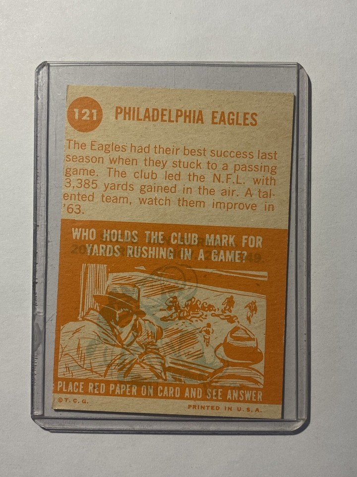 1963 Topps #121 PHILADELPHIA EAGLES Team Card | eBay