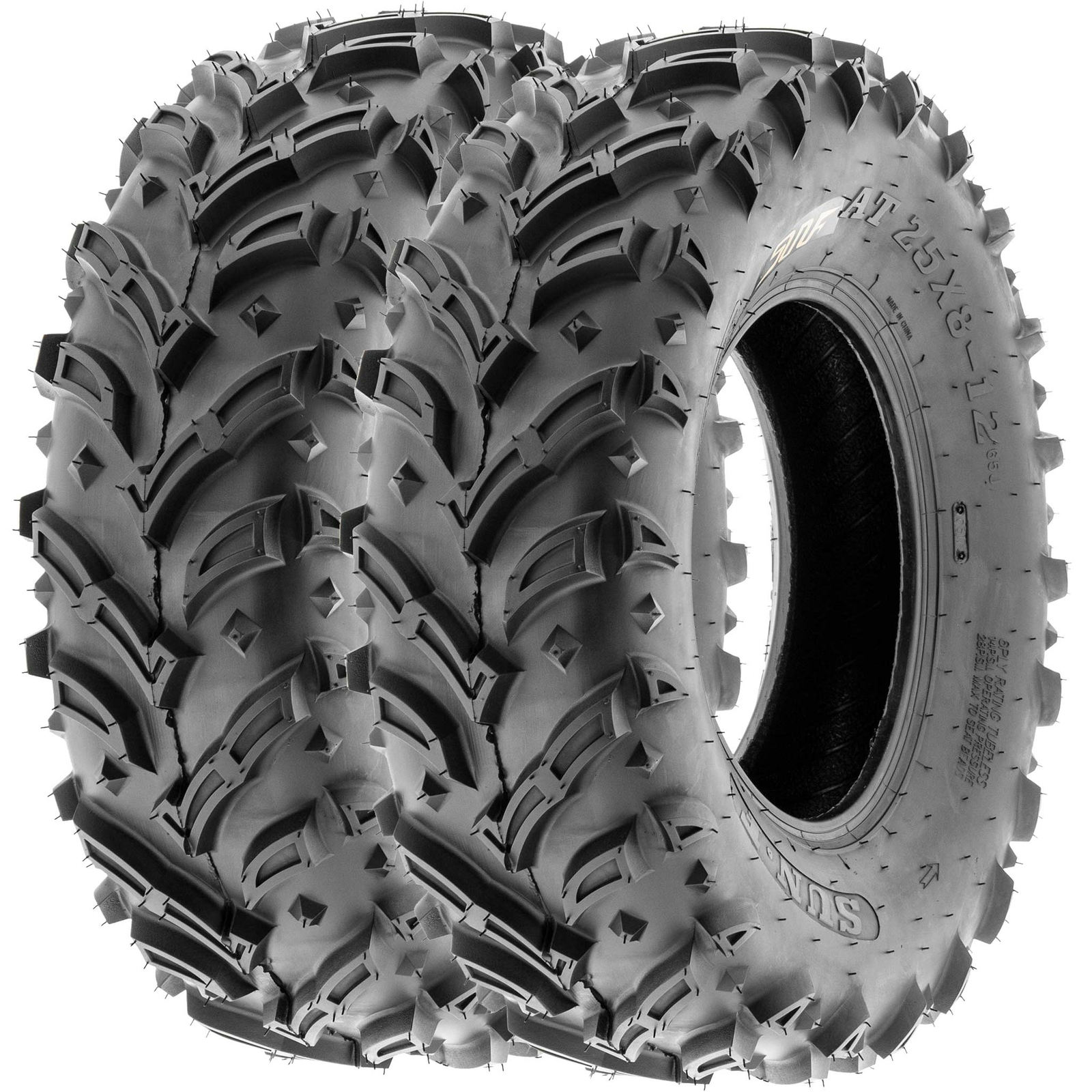 SunF 25x8-12 25x10-12 25x8x12 ATV UTV Muddy Tire 6 PR A024-1 - Bundle ...