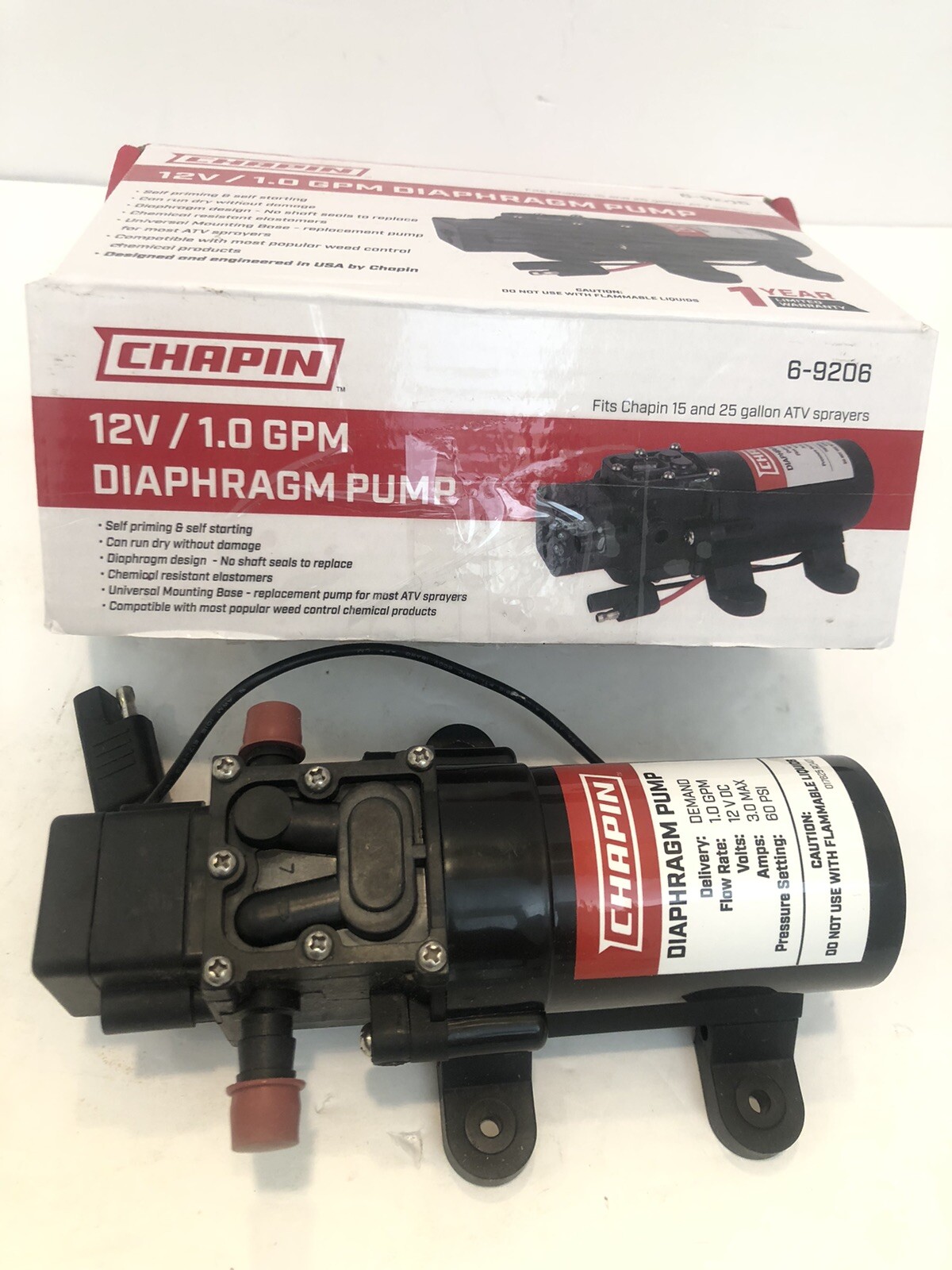 12-volt/1.0 Gpm Diaphragm Pump Black International Chapin Self-Priming Durable | eBay
