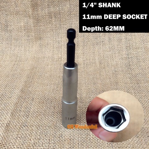 1/4" Hex Shank 11mm Deep Socket Sockets Nut Driver Bit 115mm Length ...