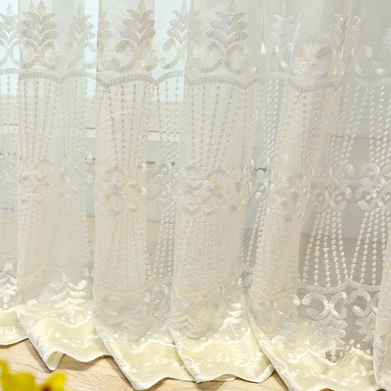 Lace Fabric White Embroidery Flower Gauze Craft Curtian Material Sheer ...