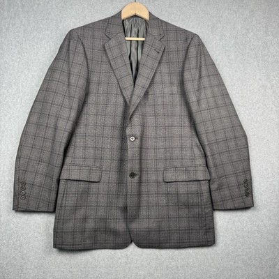 Turnbury Blazer Mens 44R Gray Wool Plaid Sport Coat Two Button Notch ...