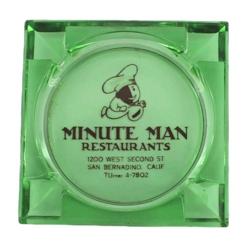 Vintage Marketing Ashtray Minute Man Restaurants San Bernadino ...