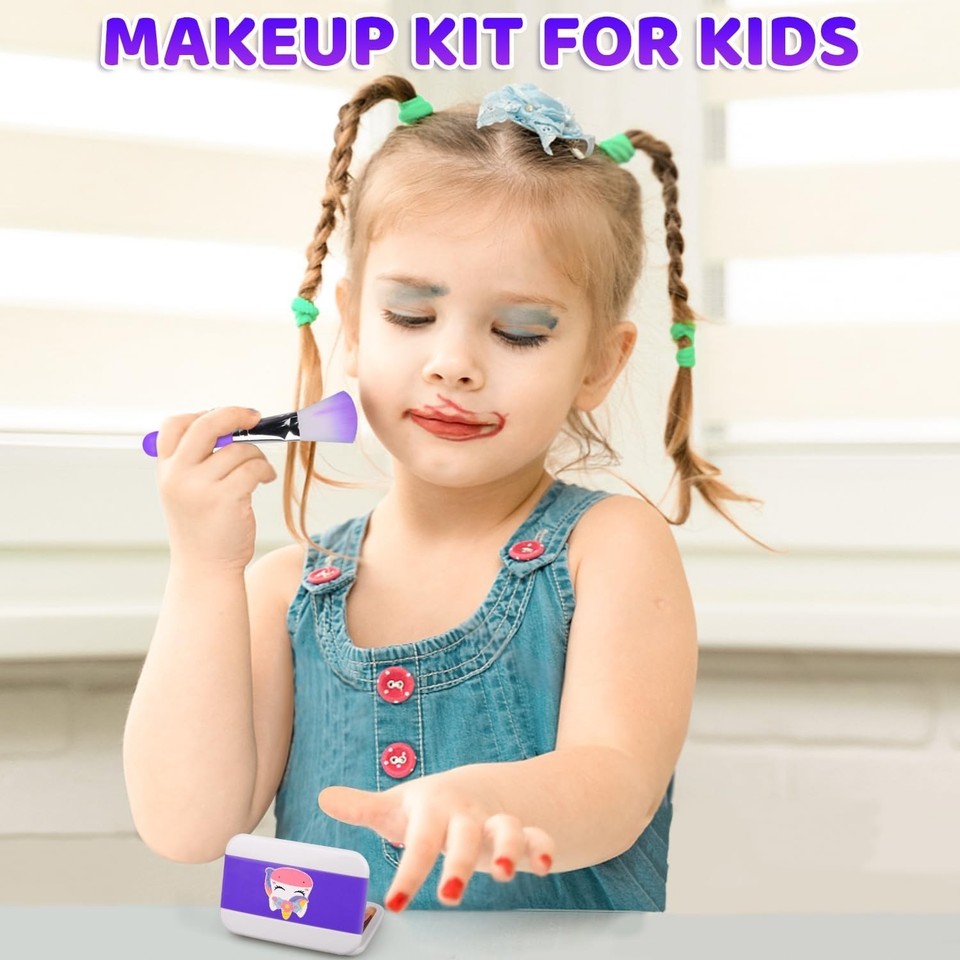 80 pcs Kids Real Makeup Sets for Girls Safe Washable Children Pretend ...