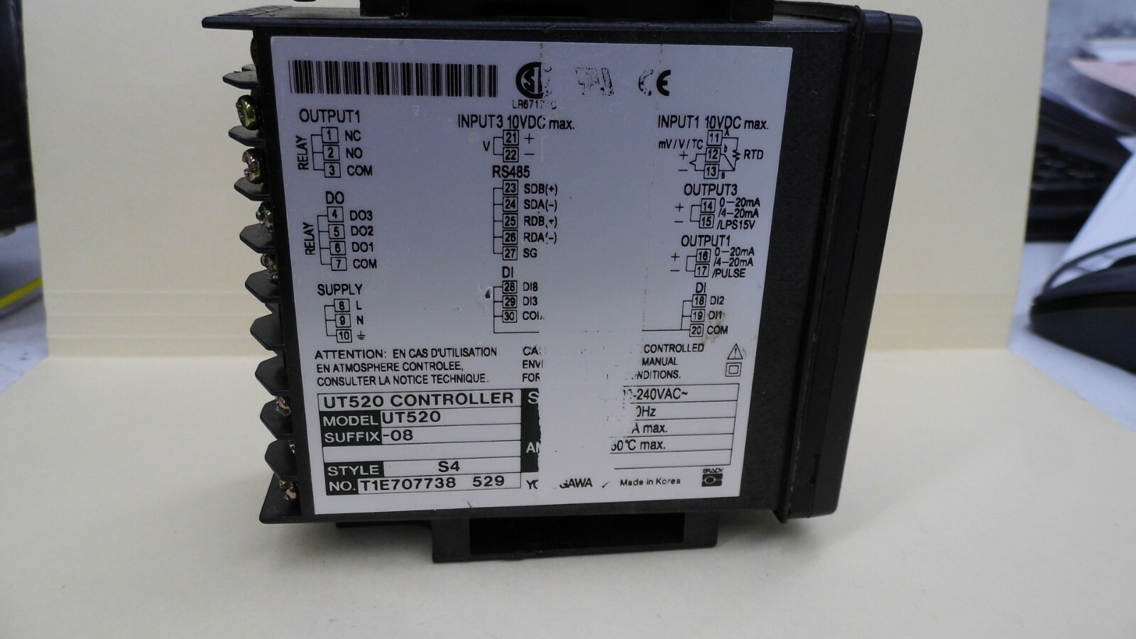 YOKOGAWA PV UT520-08 DIGITAL INDICATING CONTROLLER STYLE S4 & MOUNTING ...