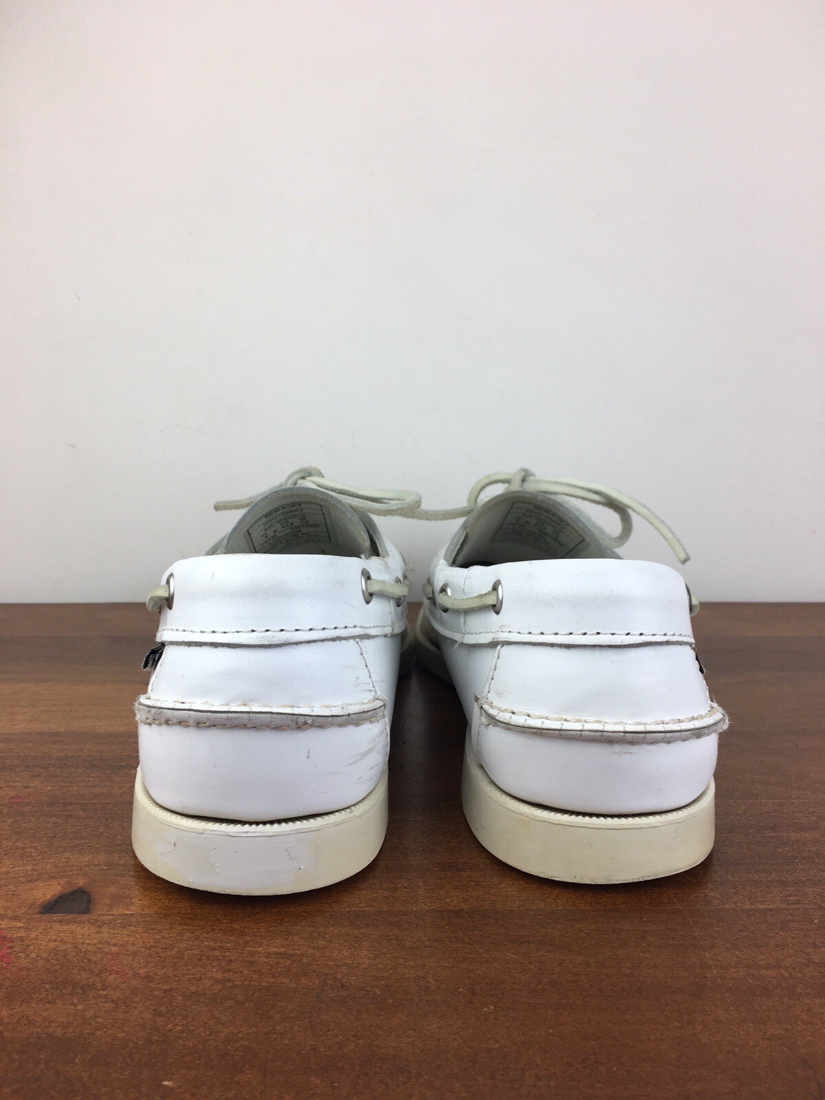 Sebago Docksides Men’s White Leather Boat Shoes 72730… - Gem