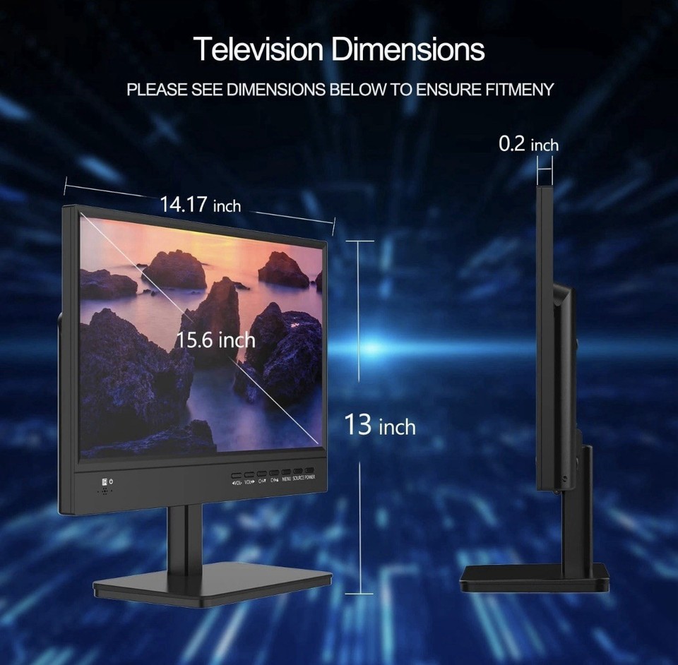 15.6 inch Small TV,Flat FHD IPS 1080P Screen TV with Antenna and ...