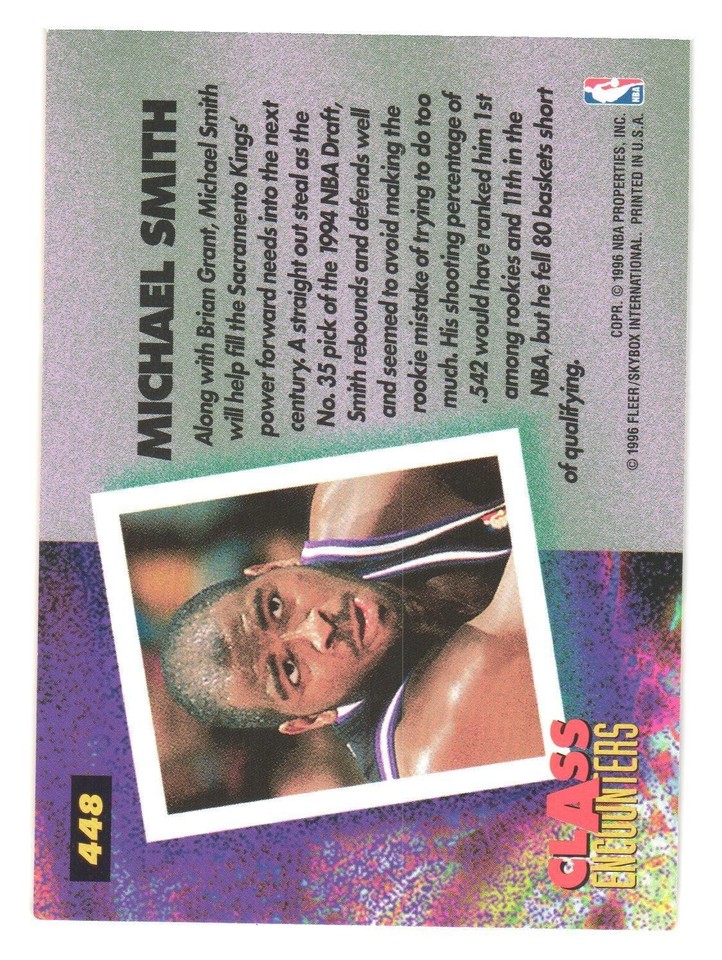 1995-96 Fleer NBA Basketball Sacramento Kings Michael Smith | eBay