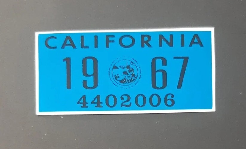 1967 california license plates registration YOM DMV sticker. | eBay