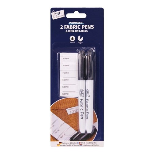 FABRIC MARKER PEN PERMANENT WASHABLE WATERPROOF BLACK LAUNDRY NAME TAGS ...