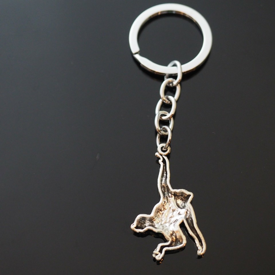 Monkey Chimp Chimpanzee Vintage Silver Charm Keychain Key Chain Zoo Ape ...