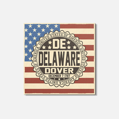 Dover City Delaware USA State Flag 4'' X 4'' Square Wooden Coaster | eBay