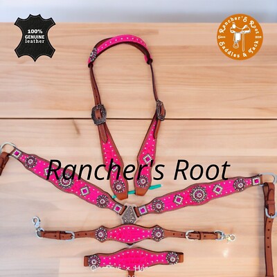 Western Horse Leather Tack Set | Pink Gator Tack Set For Horse | eBay