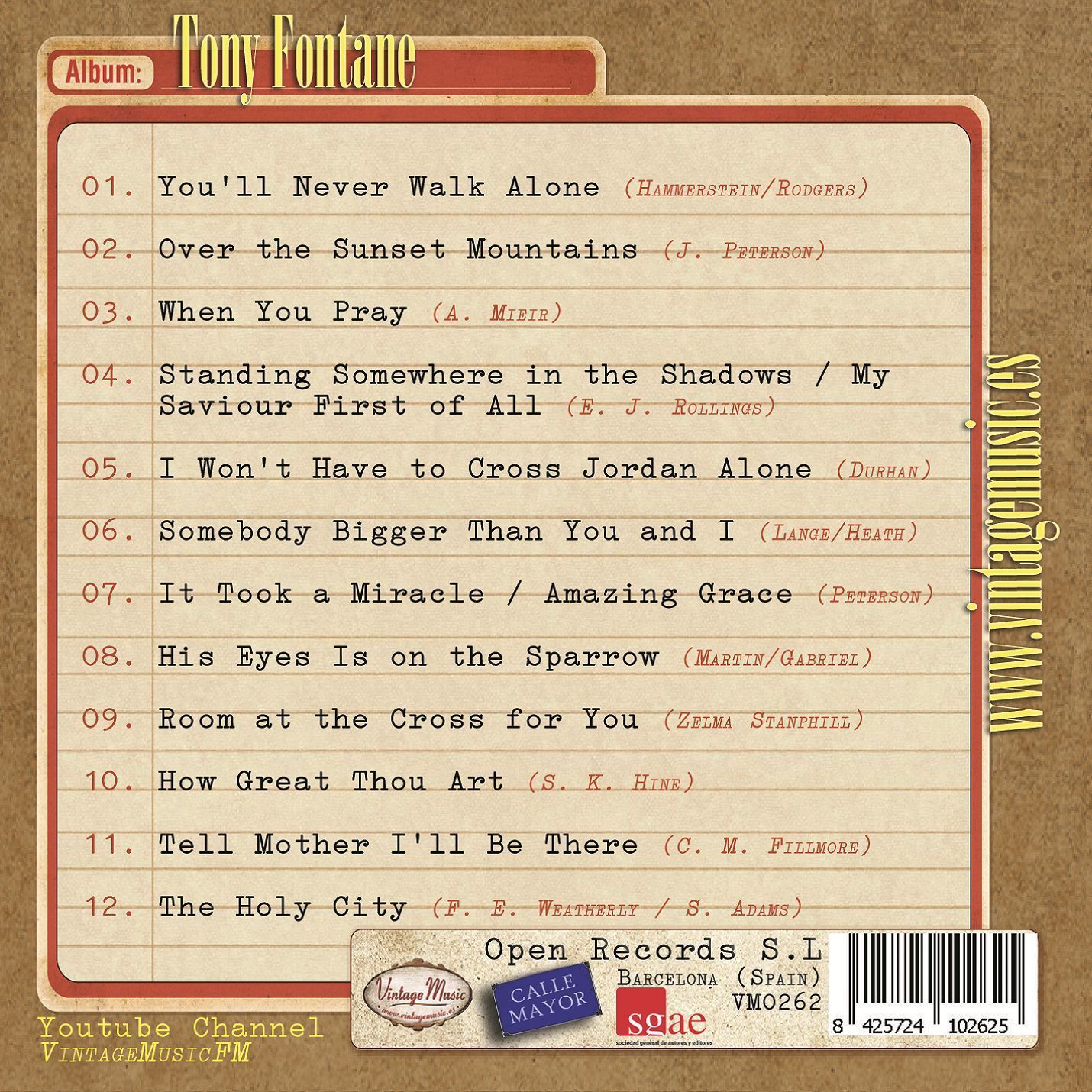 TONY FONTANE CD Vintage Gospel Spiritual / You'll Never Walk Alone ...