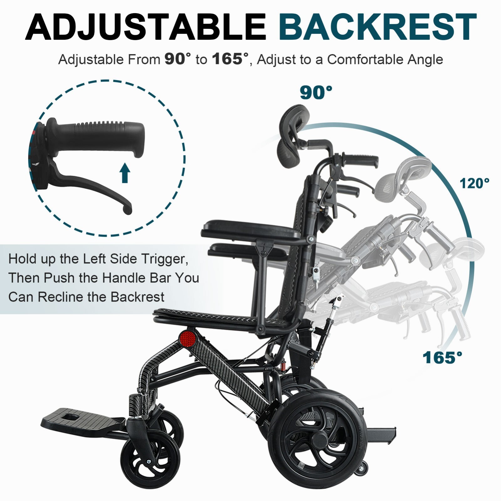 Reclining Wheelchair for Adults,Wheelchairs with High Back & Removable ...