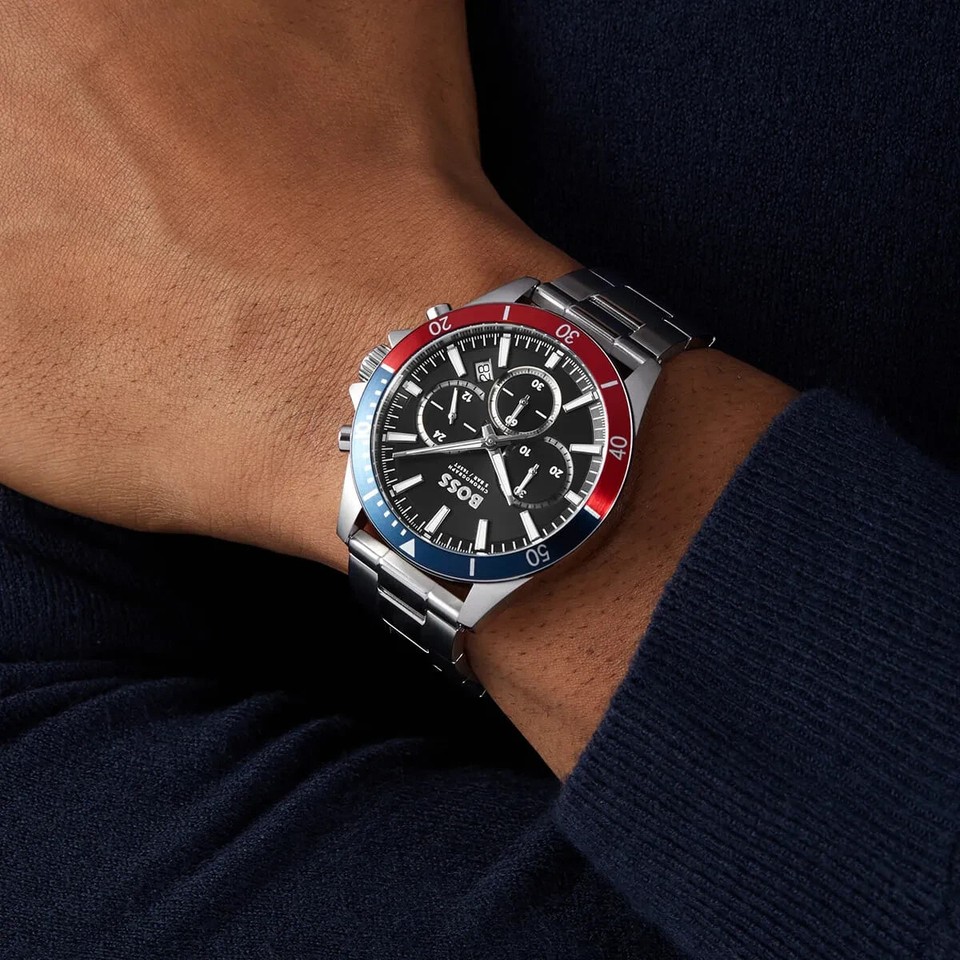 NEW HUGO BOSS HB 1514108 TROPER SILVER BLACK DIAL WATCH - NEXT DAY DEL ...