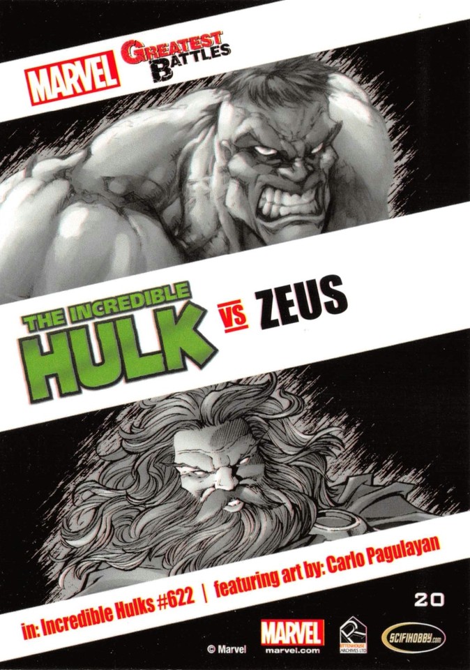 HULK vs. ZEUS / Marvel Greatest Battles (2013) BASE Card #20 | eBay