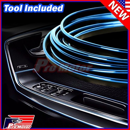 Chrome Blue Car Interior Door Gap Panel Edge Insert Molding Trim Strip ...