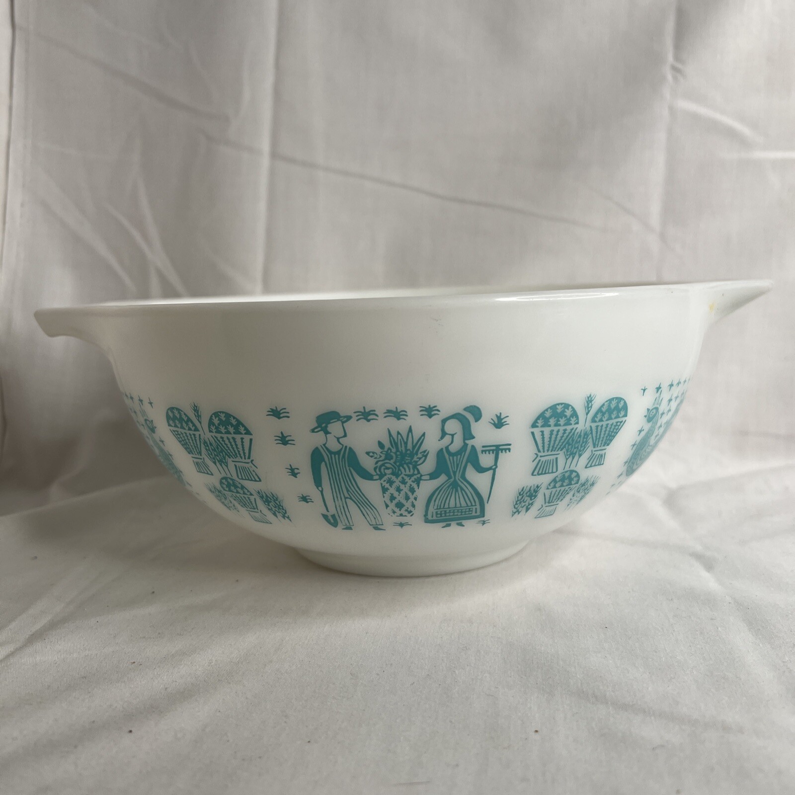 Vintage Pyrex #443 Cinderella Bowl Amish Butterprint 2-1/2 Qt Turquoise ...