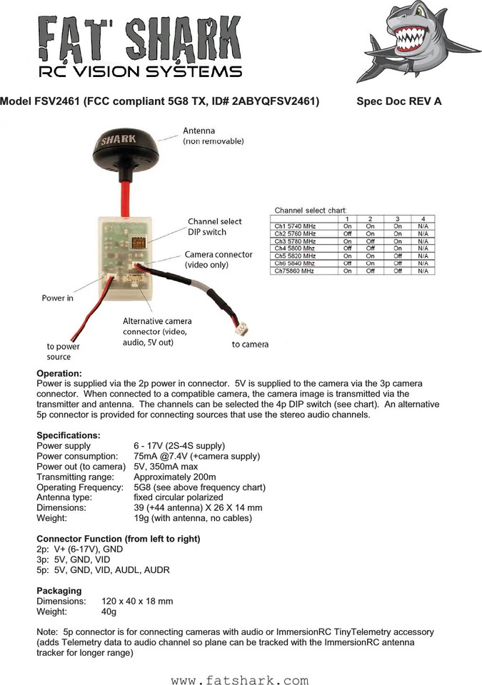 Fat Shark Recon Echo FPV Goggles with Camera FSV1206 and Video ...