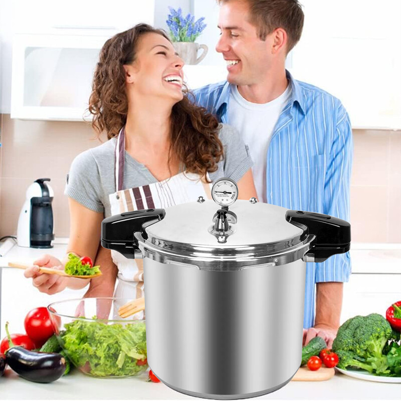 23L Large Pressure Canner Cooker Kitchen Cookware with Gauge Release ...