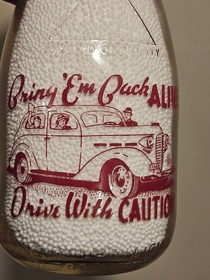 RARE Wilson's Dairy Detroit MI Milk Bottle Bring Em Back Alive Car ...