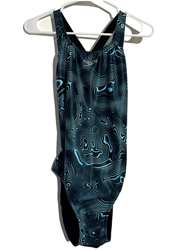 Speedo Women's Black Green back One-Piece Compression Swimsuit Size 16/ ...