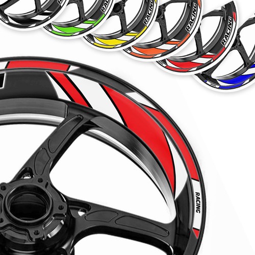 Red 17" Rim Stickers Motorcycle GP6 For Kawasaki ZX14R Ninja ZX1400 12 ...