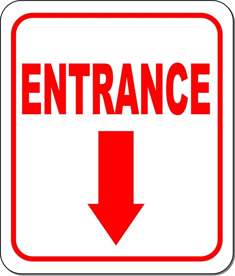 ENTRANCE DIRECTIONAL RED Arrow Variations Metal Aluminum composite sign ...