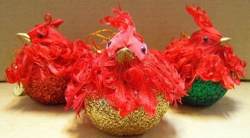 katherine's collection fluffies fluffie fluffy bird ornament red gold ...